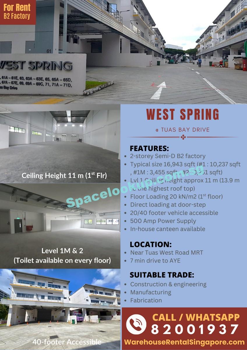 2-storey Tuas Factory For Rent at West Spring | Tuas Bay Dr